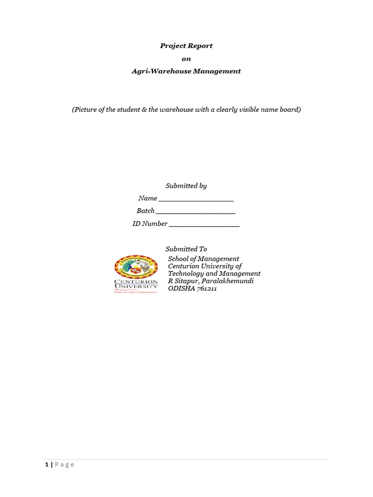 AWM Project Report-Format | PDF | Warehouse | Firefighting