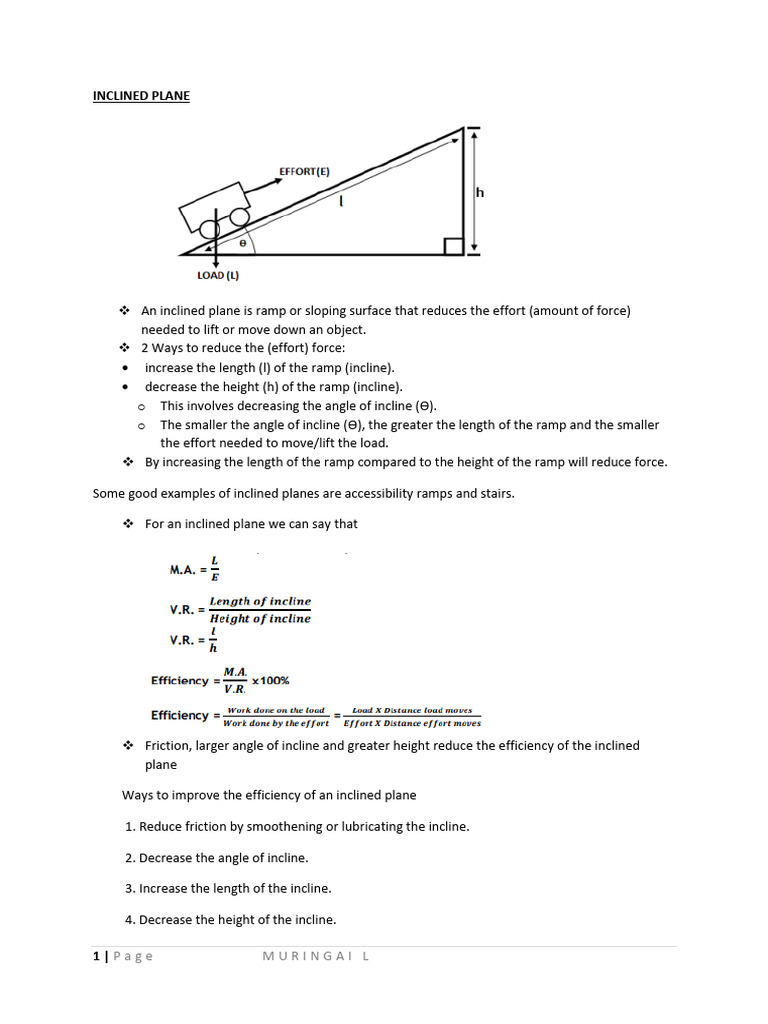 Lesson Two, Incline Planes | PDF | Gear | Force