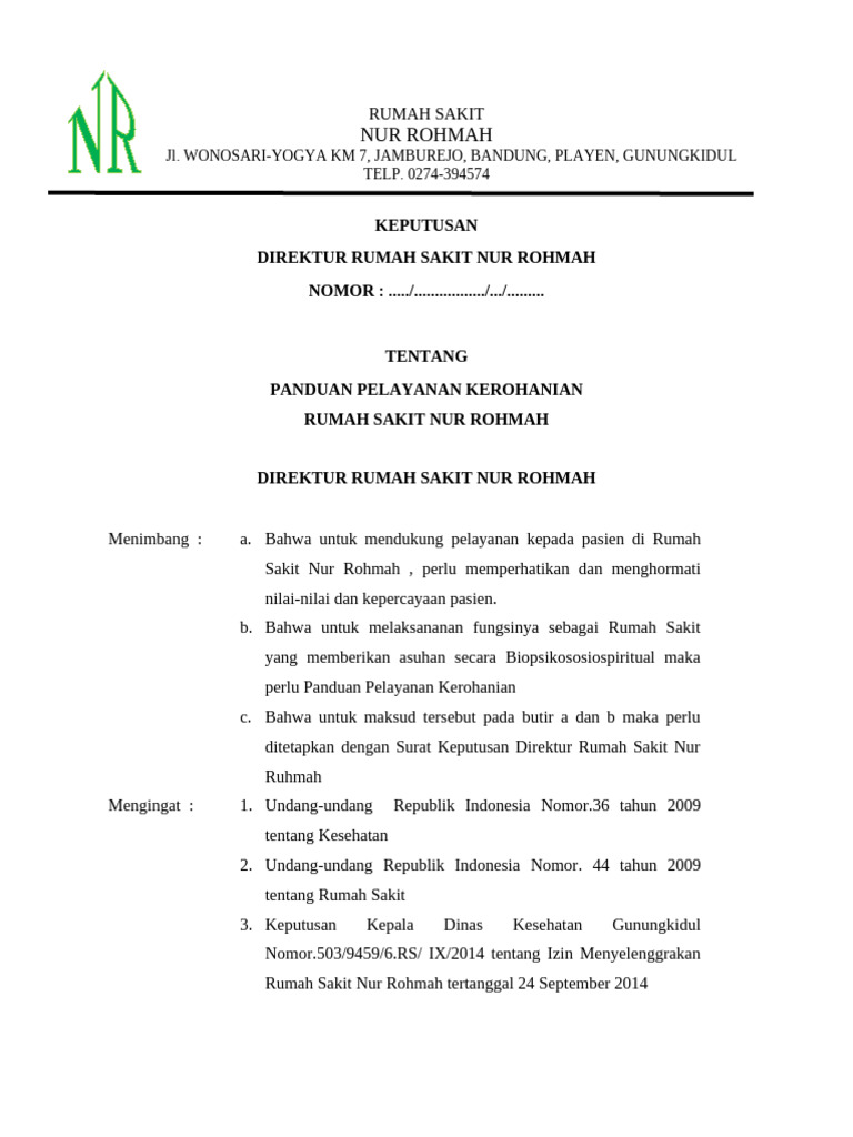 Panduan Pelayanan Kerohanian RS Nur Rohmah | PDF