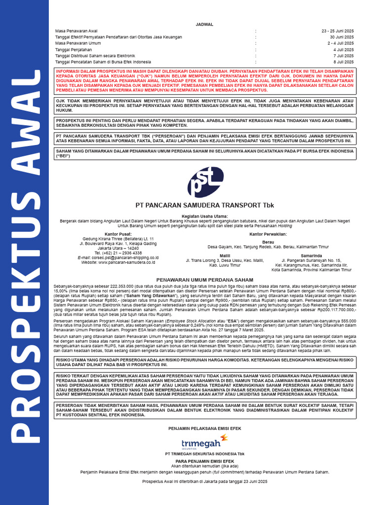 Prospektus Penawaran Umum Saham PST | PDF