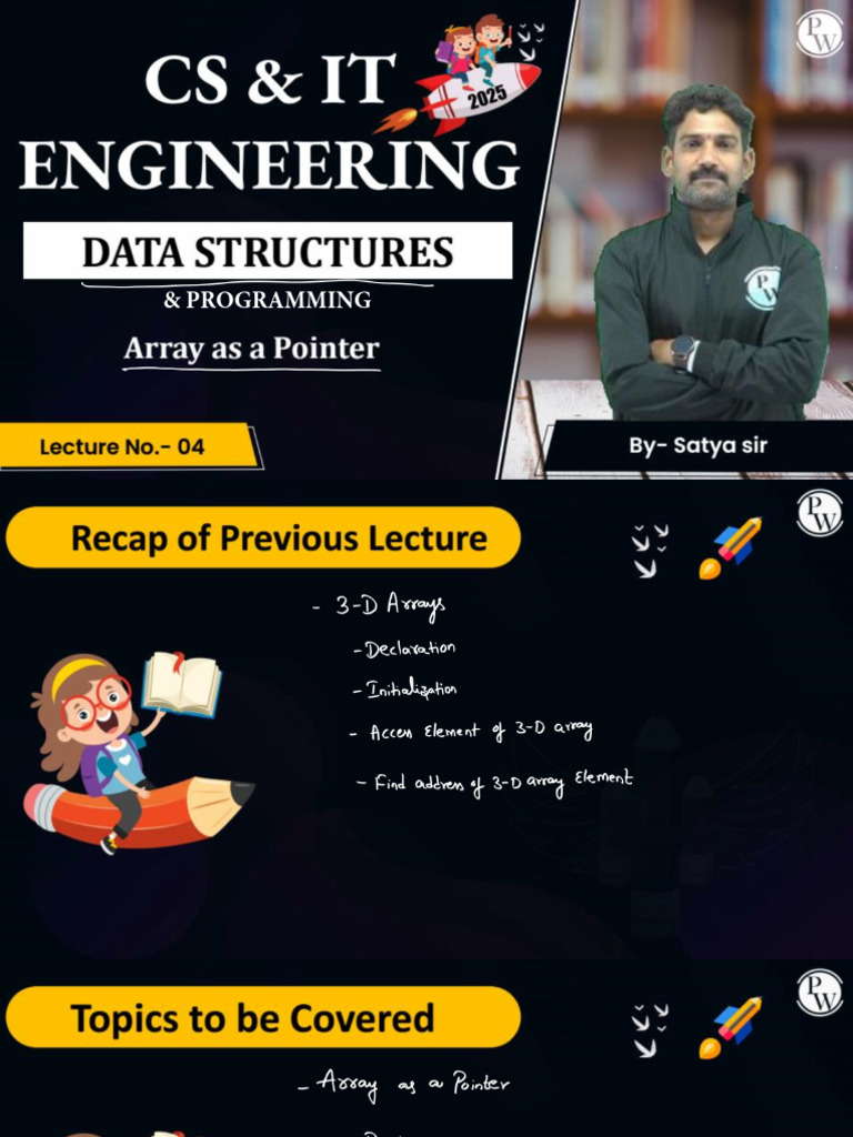 Array As A Pointer (Lec 04) - Class Notes | PDF