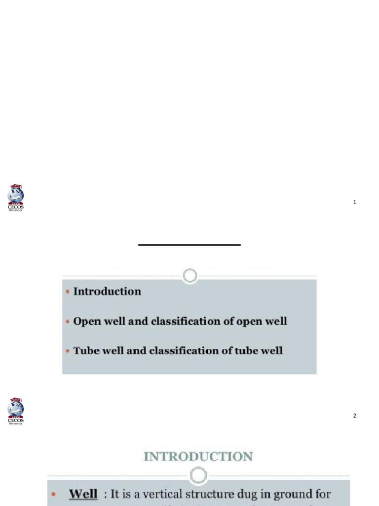 Types of Wells in Hydrology Lecture | PDF