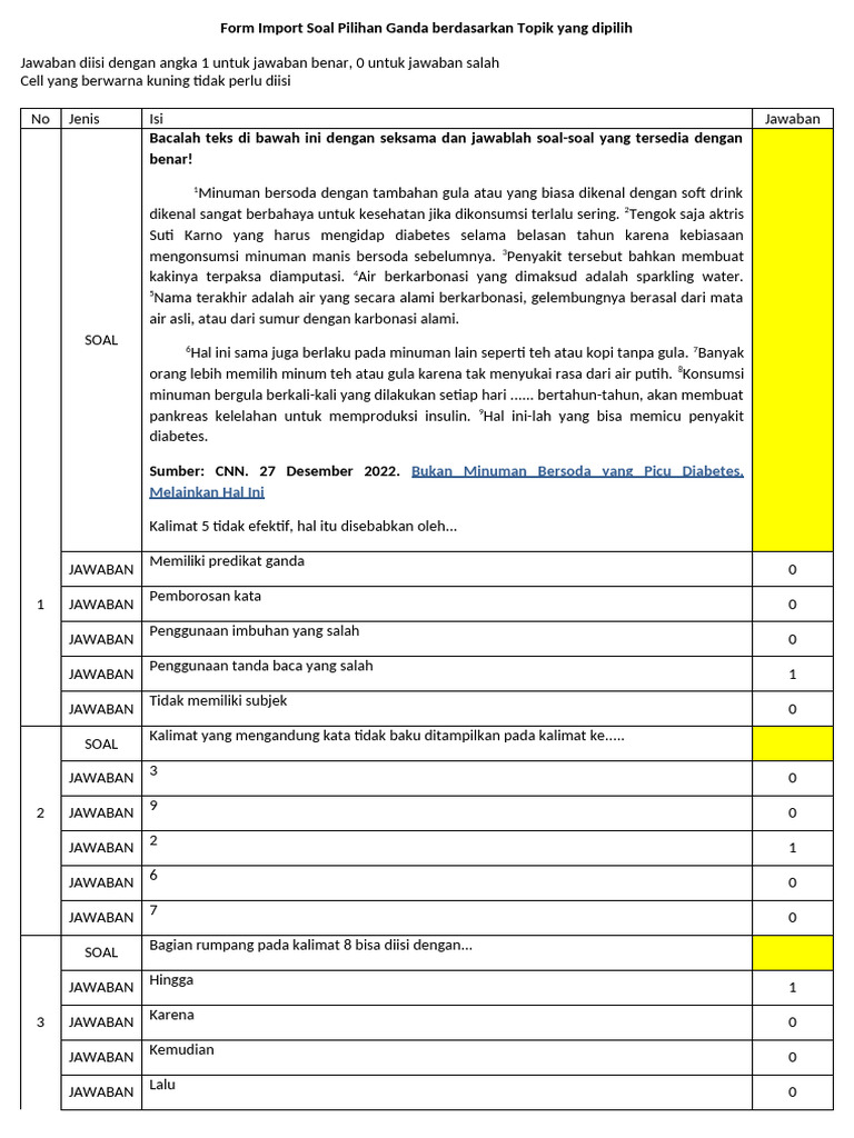 Form-Soal-Ganda Paket 5 - Pemahaman Bacaan Dan Menulis | PDF