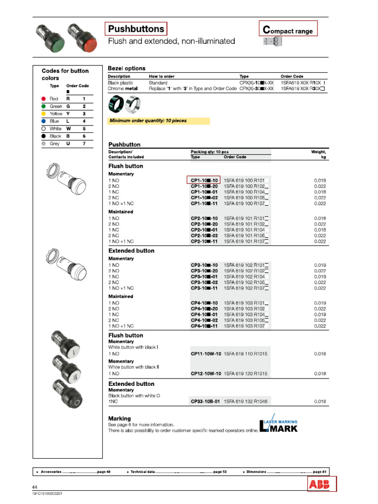 Abb Push Button CP Compact Model | PDF