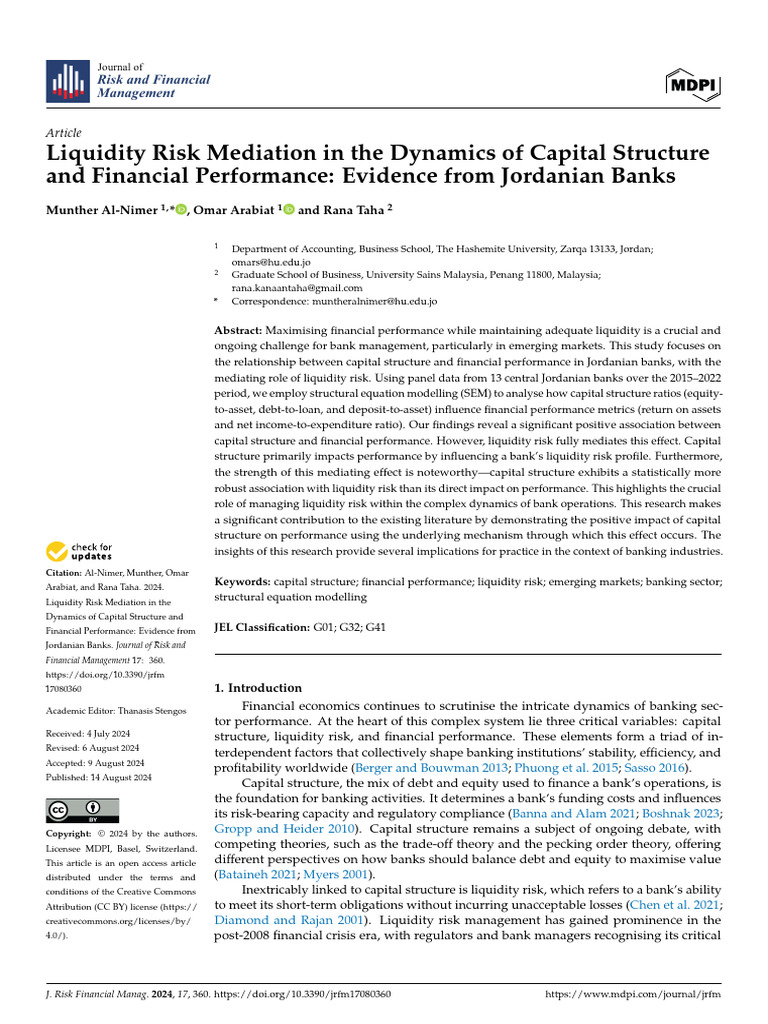 Capital Structure, Bank Performance 1 | PDF | Capital Structure | Banks