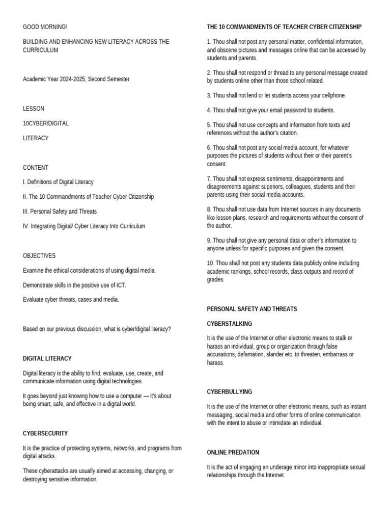 Enhancing Cyber Literacy in Education | PDF | Internet | Cyberbullying