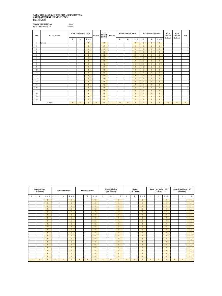 Contoh Pengisian Format Permintaan Data Sasaran Riil Tahun 2024 | PDF