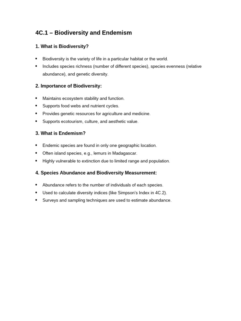 4C.1 Biodiversity and Endemism FULL COMPLETE | PDF