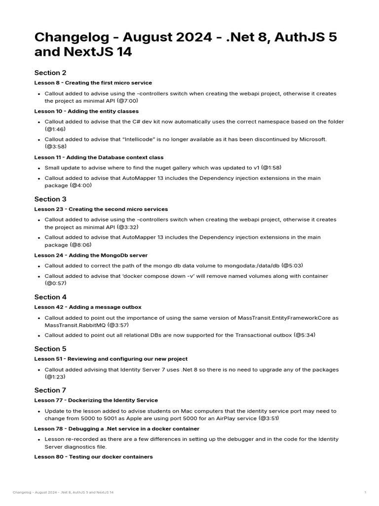 Changelog August 2024-Net 8 Authjs 5 and Nextjs 14 | PDF | Postgre Sql | Computing