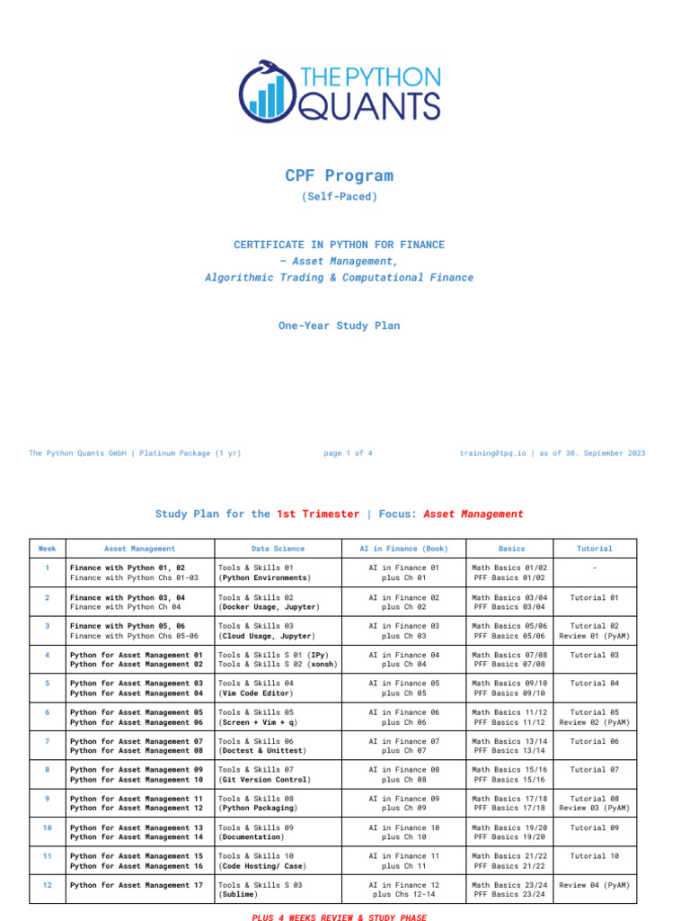 TPQ CPF Program SELF-PACED (1 Yr) | PDF | Python (Programming Language) | Computing