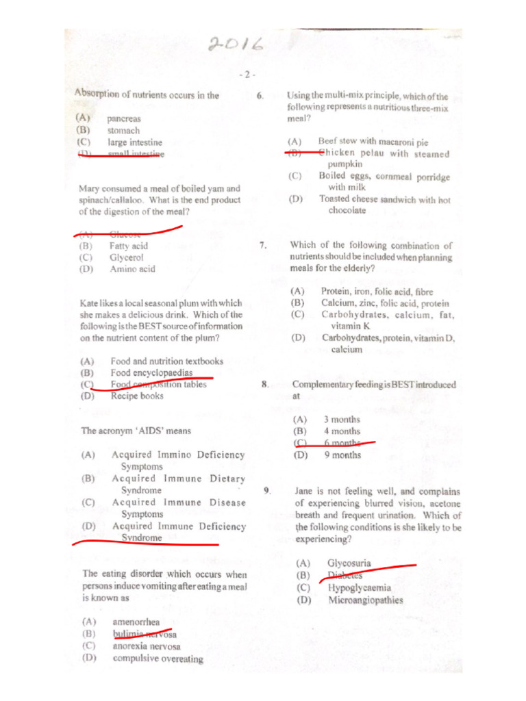Foods Unit 1 Paper 1 2016 | PDF