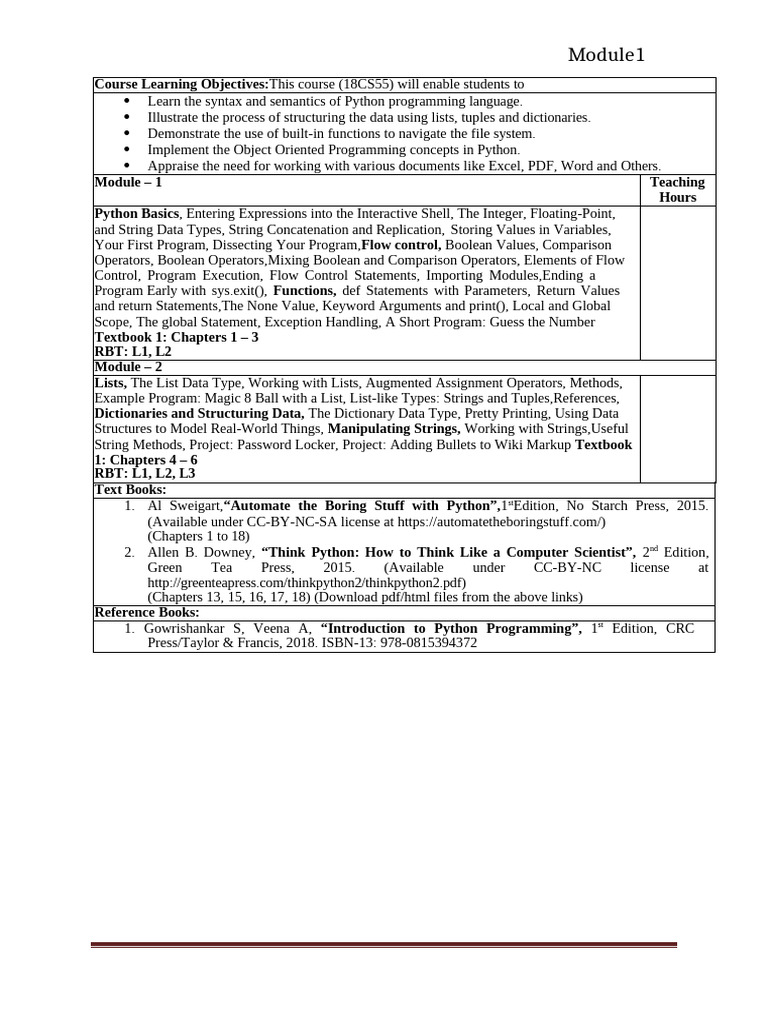 Python Programming Basics Course Module | PDF | Computer Program | Programming