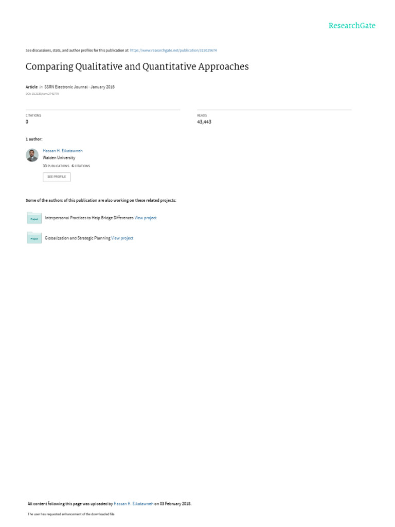 Comparing Qualitative and Quantitative Approaches | PDF | Qualitative Research | Quantitative ...
