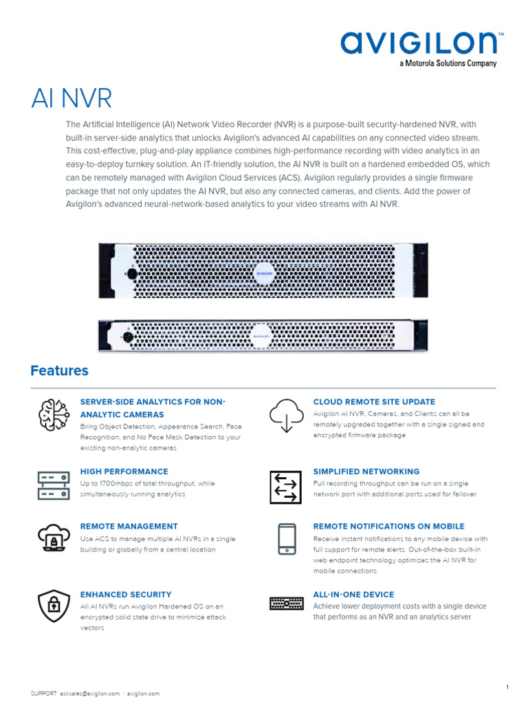 Avigilon Ainvr Line Datasheet en Rev2 | PDF | Computing | Computer ...