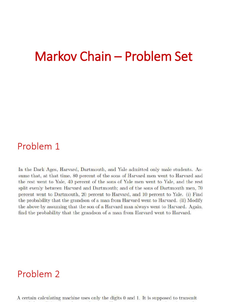 Markov Chain - Problem Set | PDF