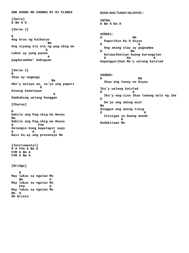 Ang Gugma Mo Chords by MJ Flores | PDF