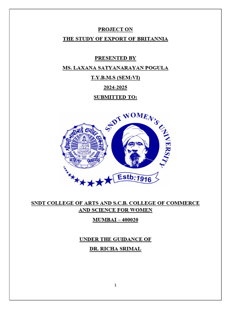Britannia Industries Export Study | PDF