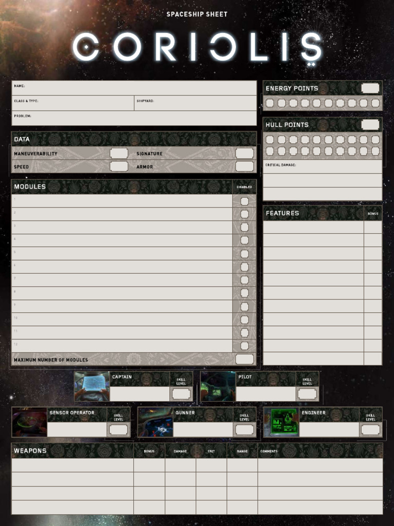 Coriolis - Spaceship Sheet | PDF