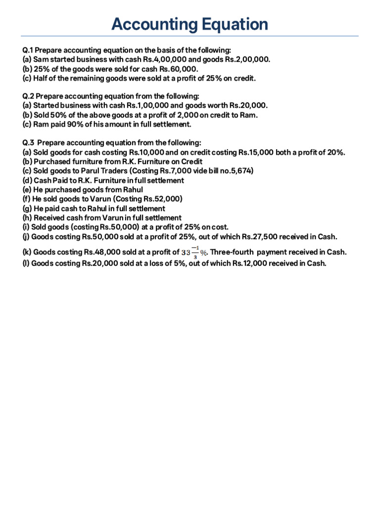 11th Accounting Equation | PDF