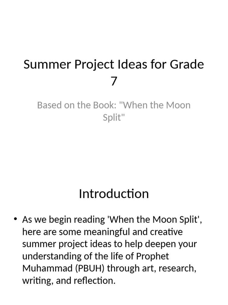 Summer Project Ideas Grade 7 WhenTheMoonSplit | PDF