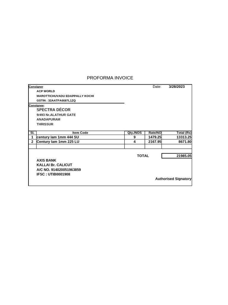Proforma Spectra Decor-1 | PDF