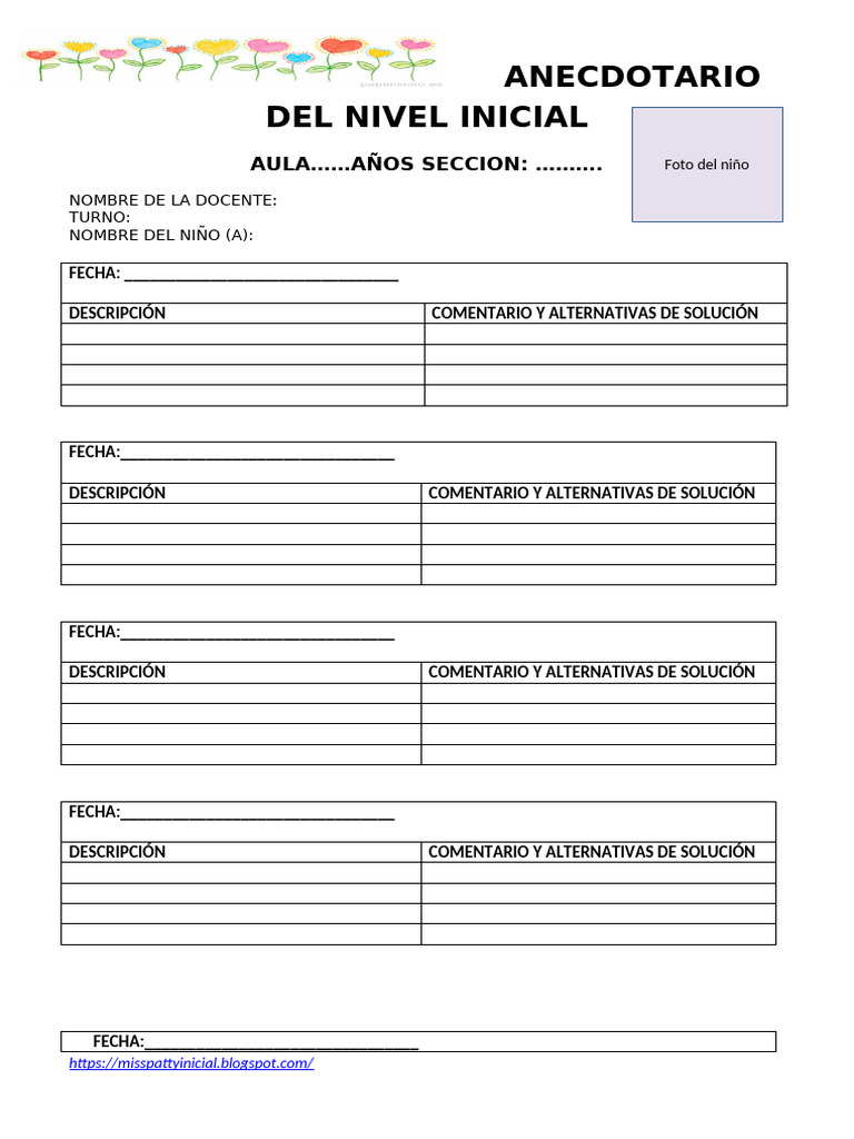 ANEXO 7 - Cuaderno Anecdotario | PDF