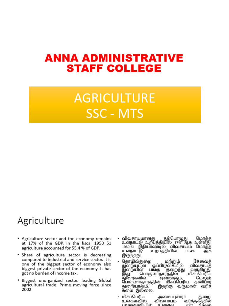 Anna Administrative Staff College: Agriculture SSC - Mts Agriculture ...