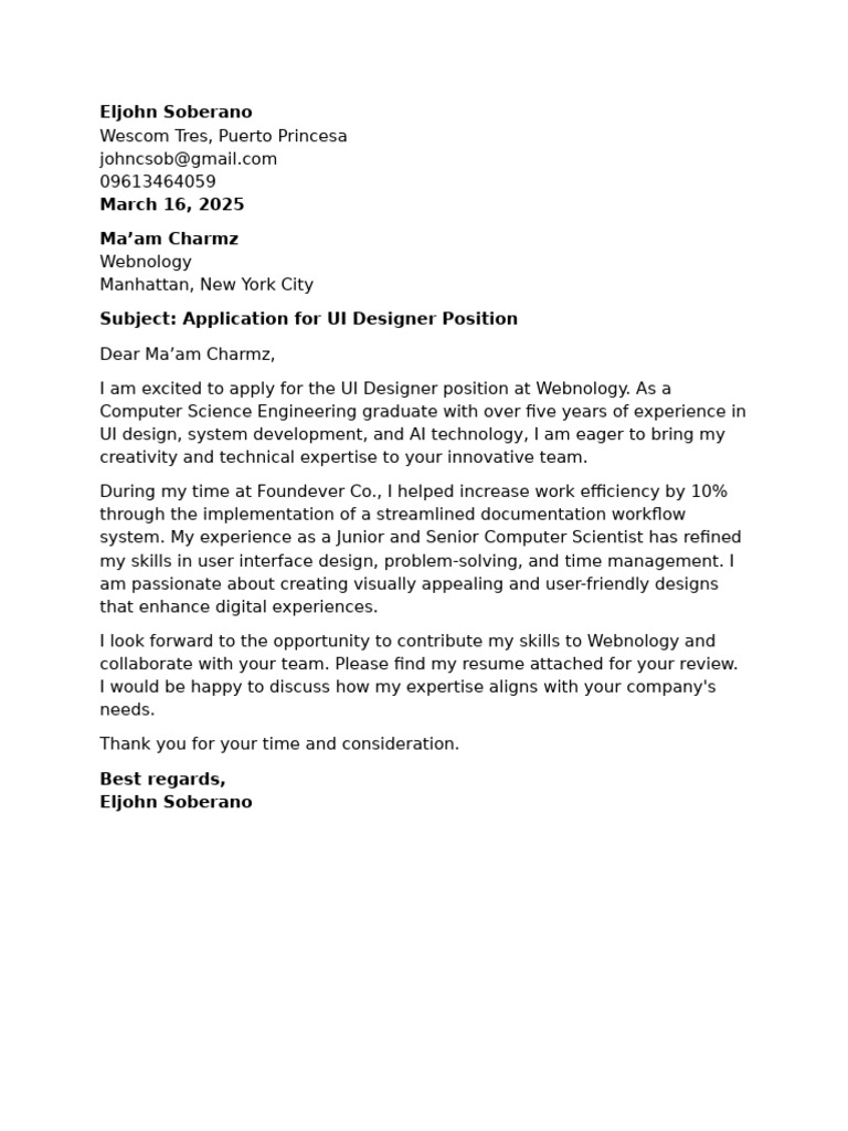 UI Designer Application - Eljohn Soberano | PDF