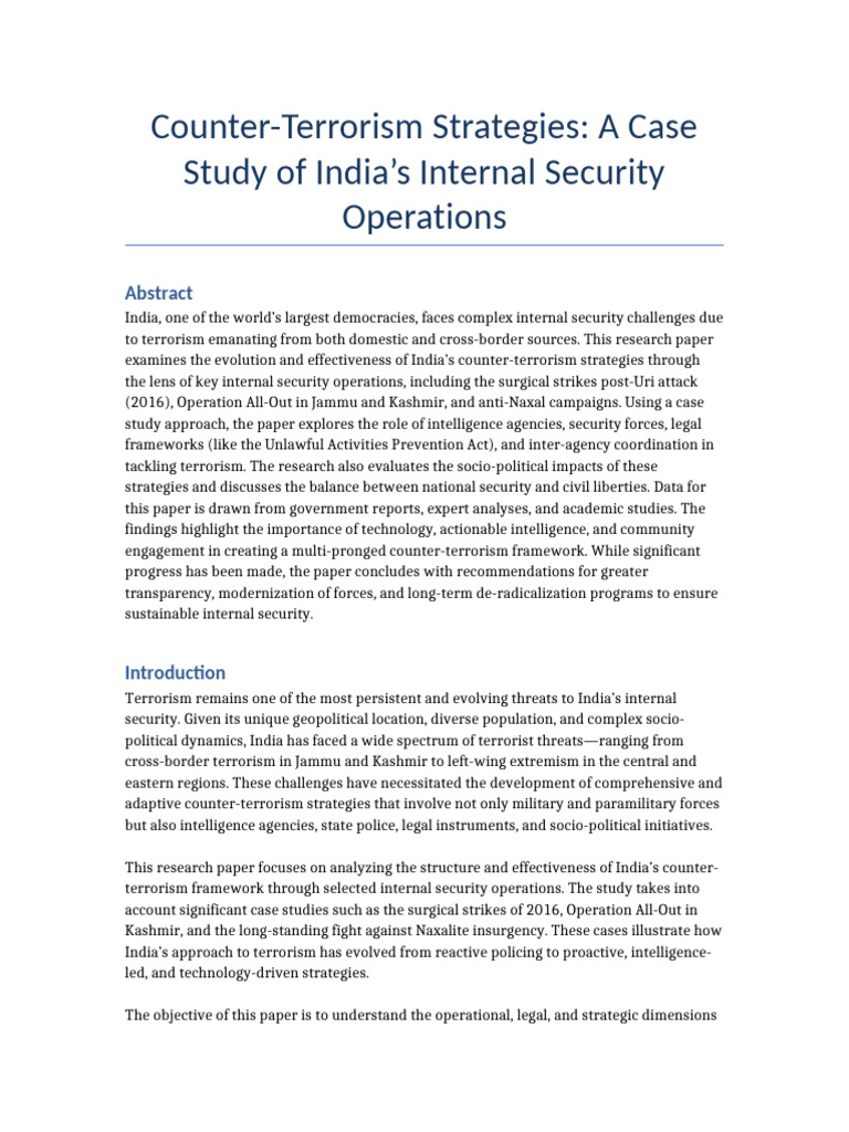 India’s Counter-Terrorism Strategies Analysis | PDF | National Security