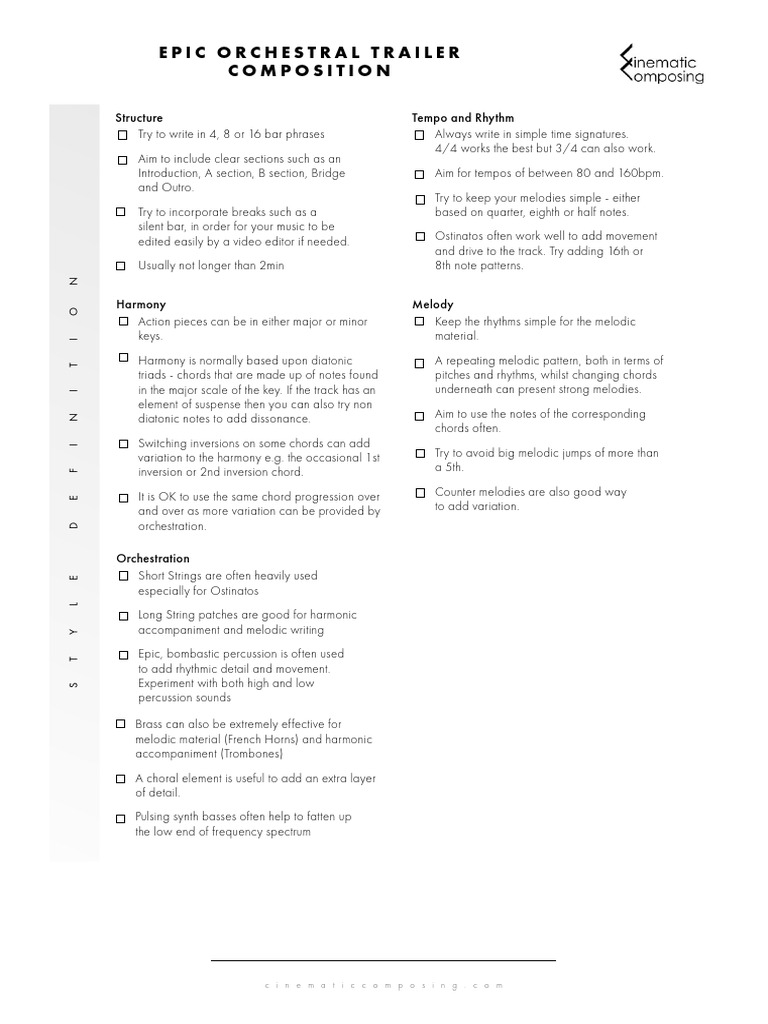 Epic Orchestral Trailer Composition Guide | PDF | Chord (Music) | Harmony