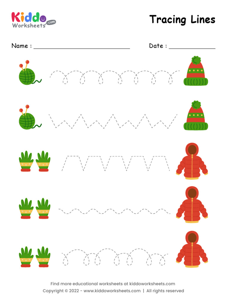 Tracing Lines Winter Worksheet 1 | PDF