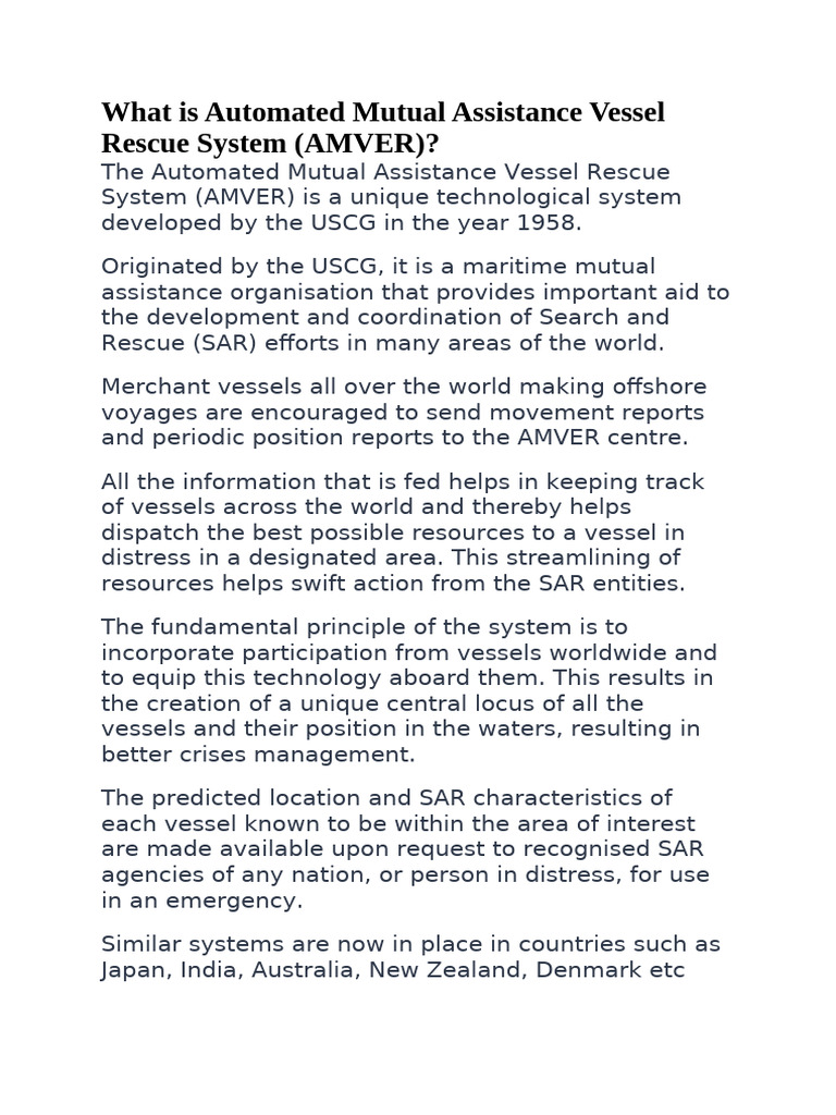 What Is Automated Mutual Assistance Vessel Rescue System | PDF | Search ...