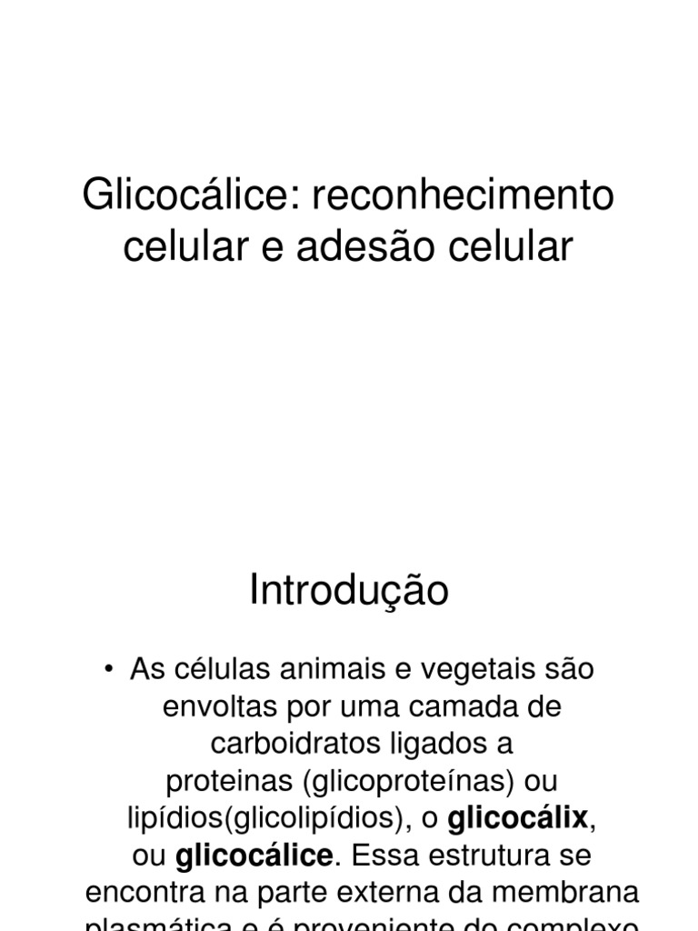 Glicocálice | PDF | Membrana Celular | Célula (Biologia)