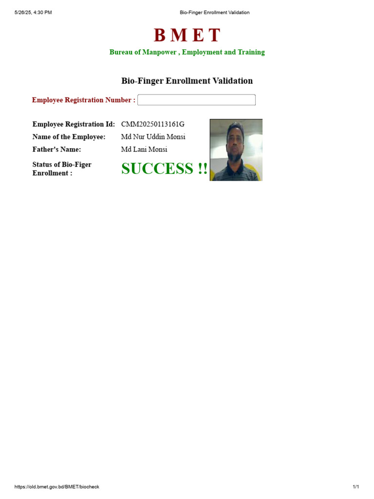 Bio-Finger Enrollment Validation | PDF