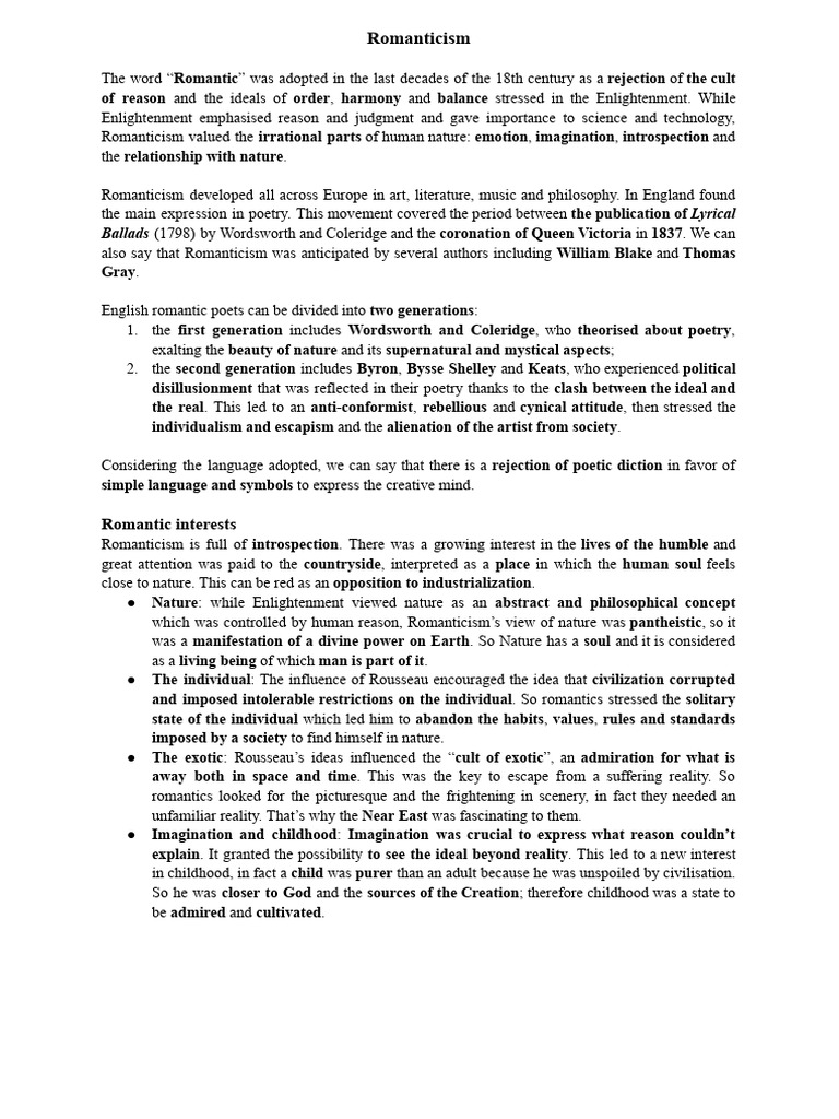 Overview of Romanticism in Literature | PDF | Romanticism | William ...