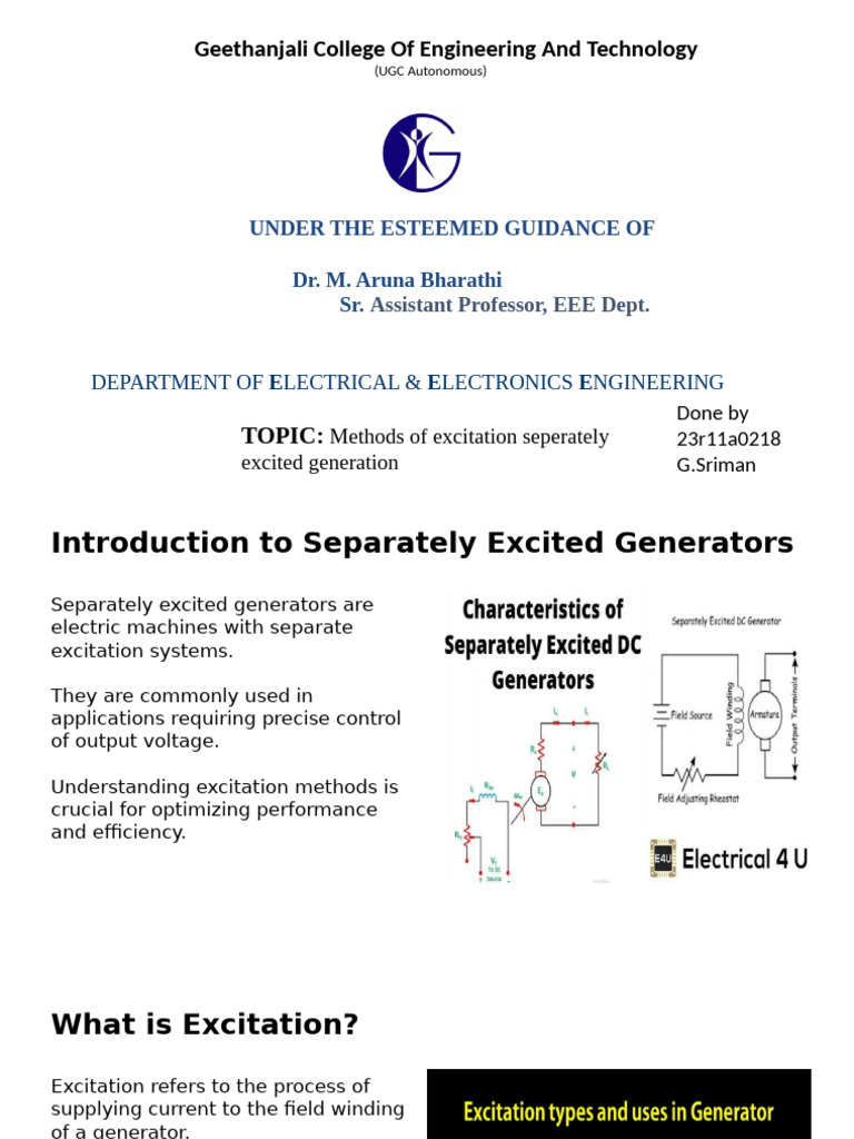 Methods of Excitation Separately Excited Generators | PDF | Electric ...