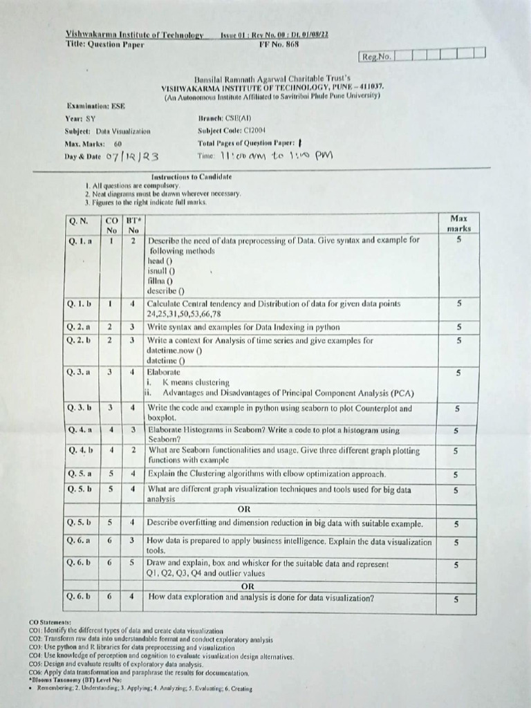 Data Visualization Paper Dec 2023 | PDF