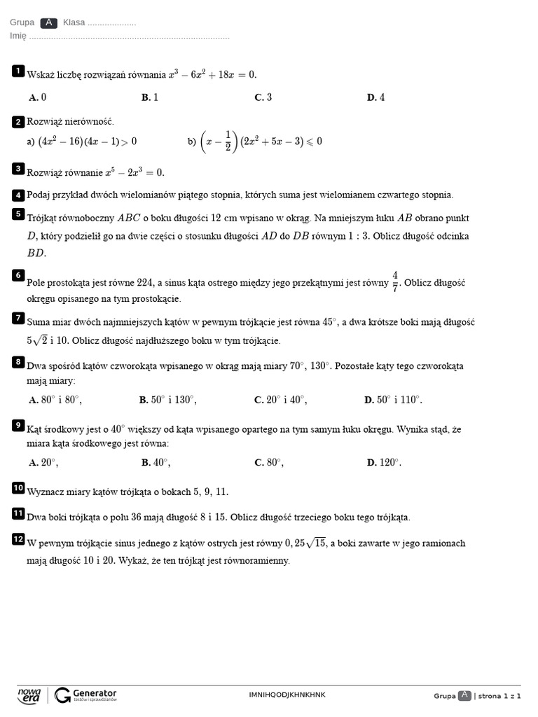 As-3F-SemestrI Test (Bez Widocznej Punktacji) | PDF