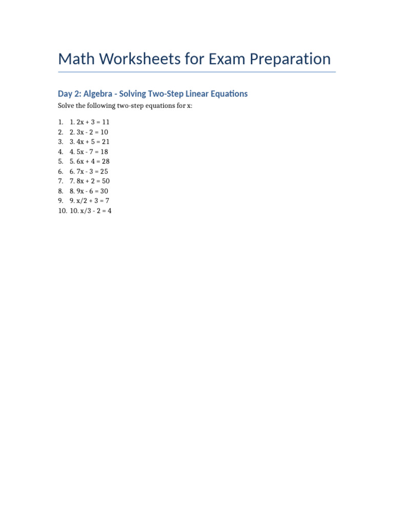 Math Worksheet Day2 | PDF