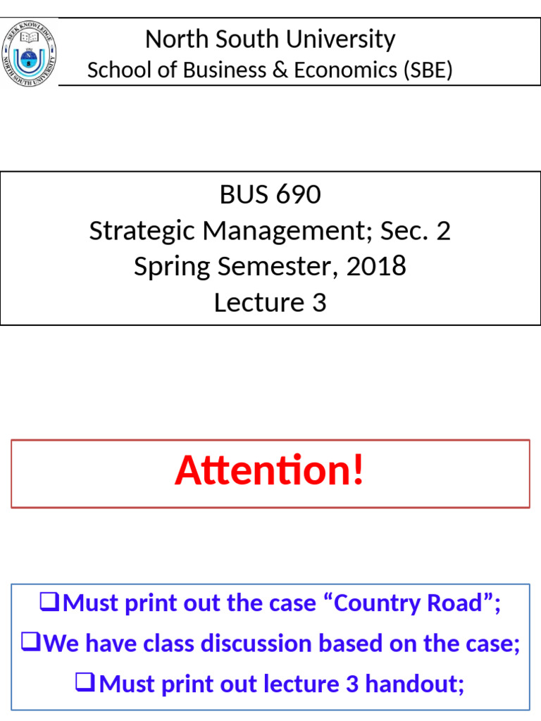 Bus 690 Lecture (Strategic Management) | PDF | Competition | Strategic Management