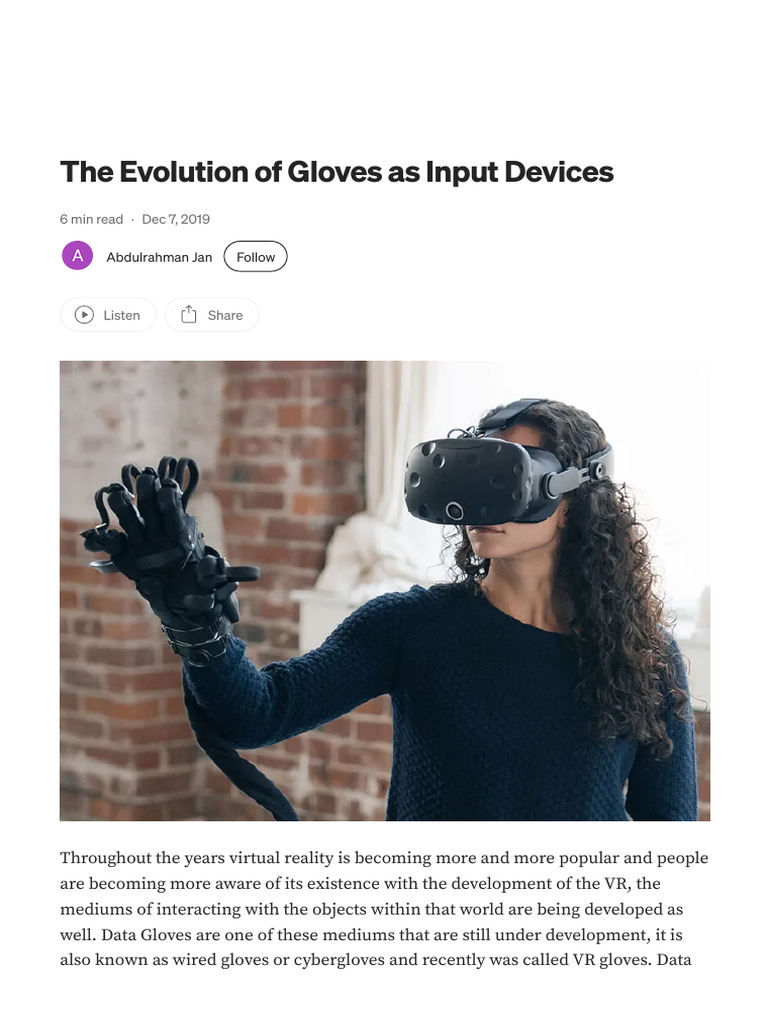 4.the Evolution of Gloves As Input Devices - by Abdulrahman Jan - Medium | PDF | Virtual Reality ...