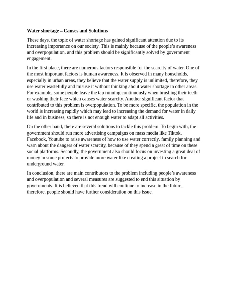 Water Shortage | PDF