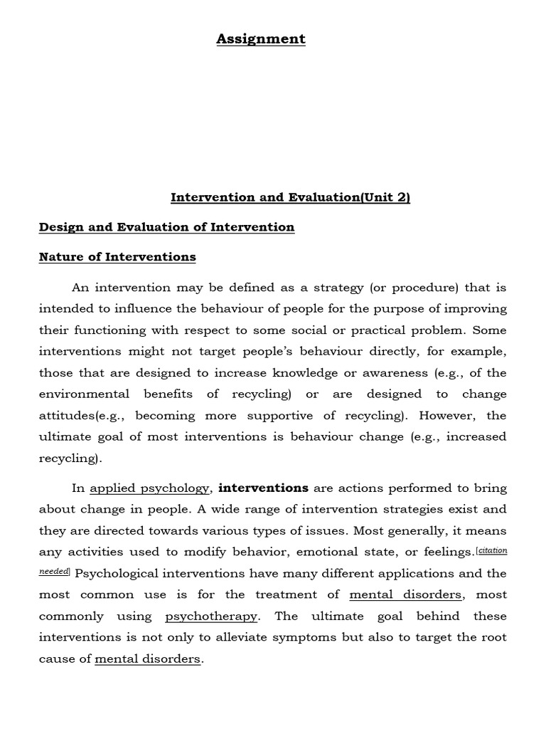 Assignment On Intervention and Evaluation | PDF | Evaluation | Program ...