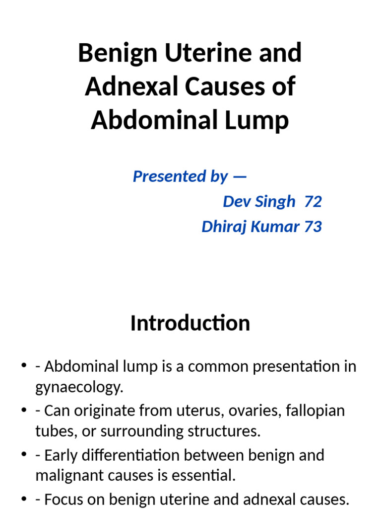 Benign Uterine and Adnexal Cause of Abdominal | PDF | Uterus | Human Reproduction