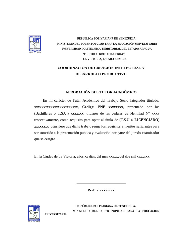 Actas de Aprobación Tutor y Coord | PDF
