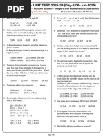 Class 6 Integers Worksheet | PDF | Integer | Numbers