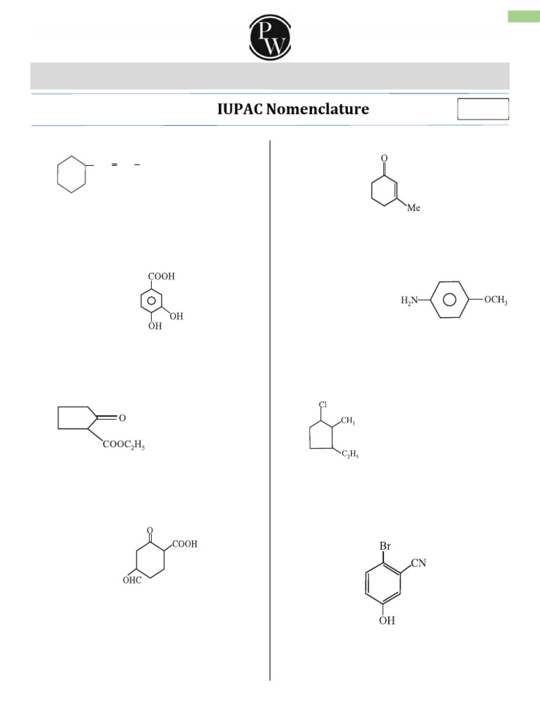 IUPAC Nomenclature DPP 06 of Lecture 07 Yakeen 3-0-2024 | PDF ...