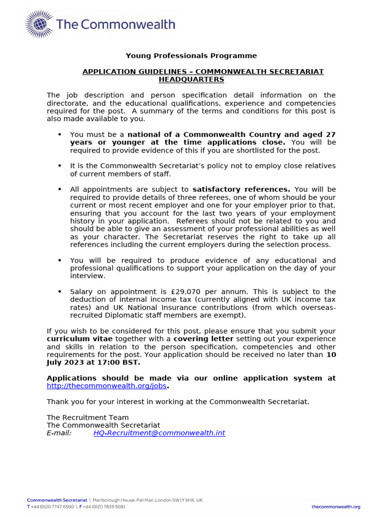 Application Guidelines - YPP | PDF