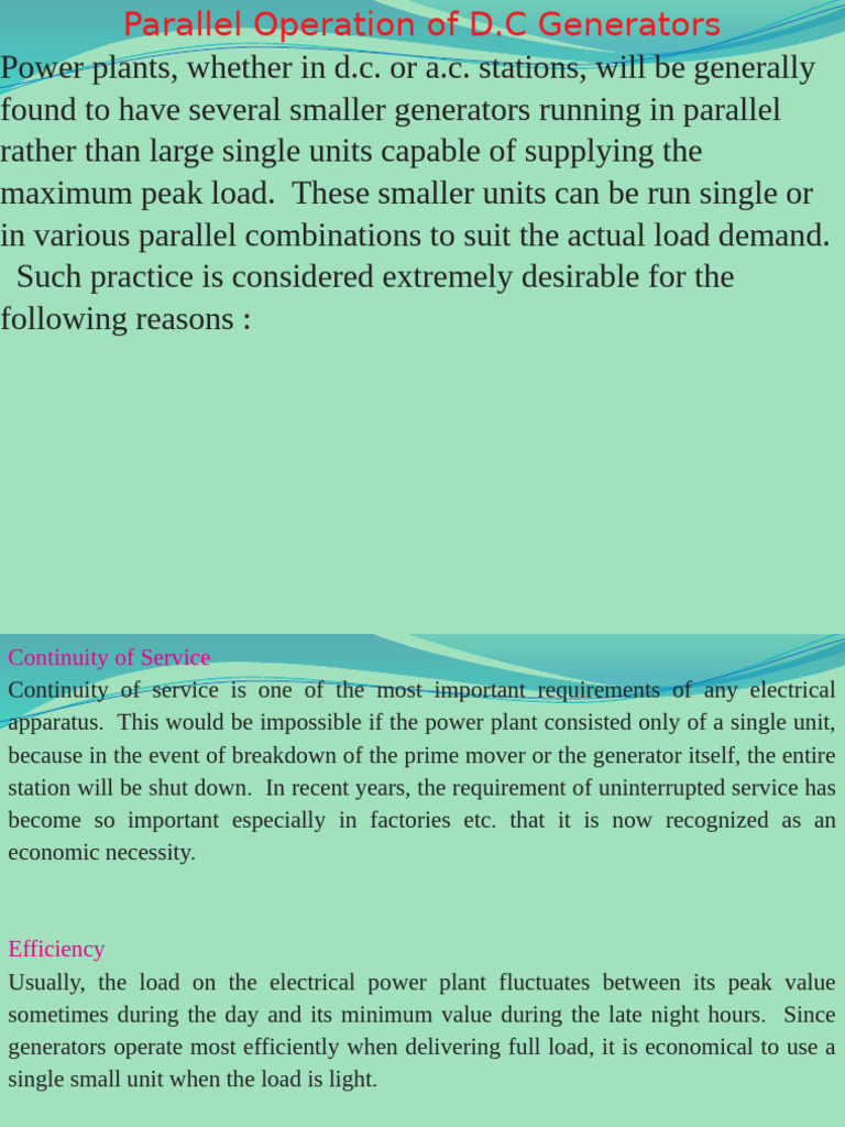 16.PARAllel Operation of DC Generator | PDF | Electric Generator ...
