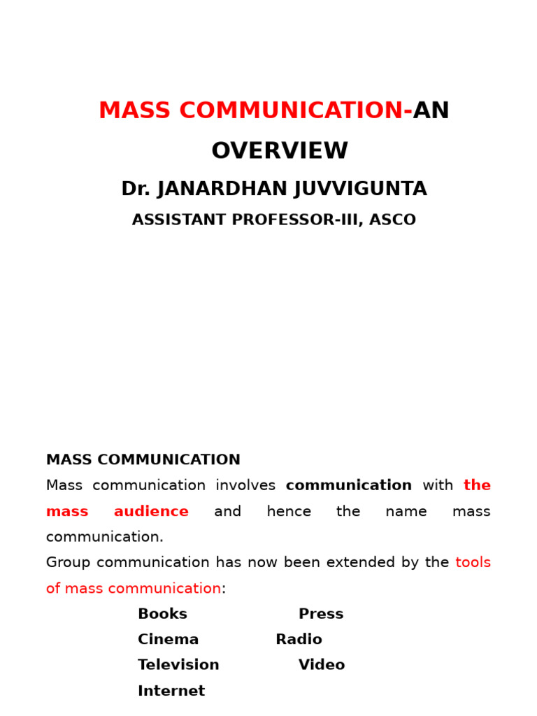 Understanding of Mass Communication | PDF | Communication | Mass Media